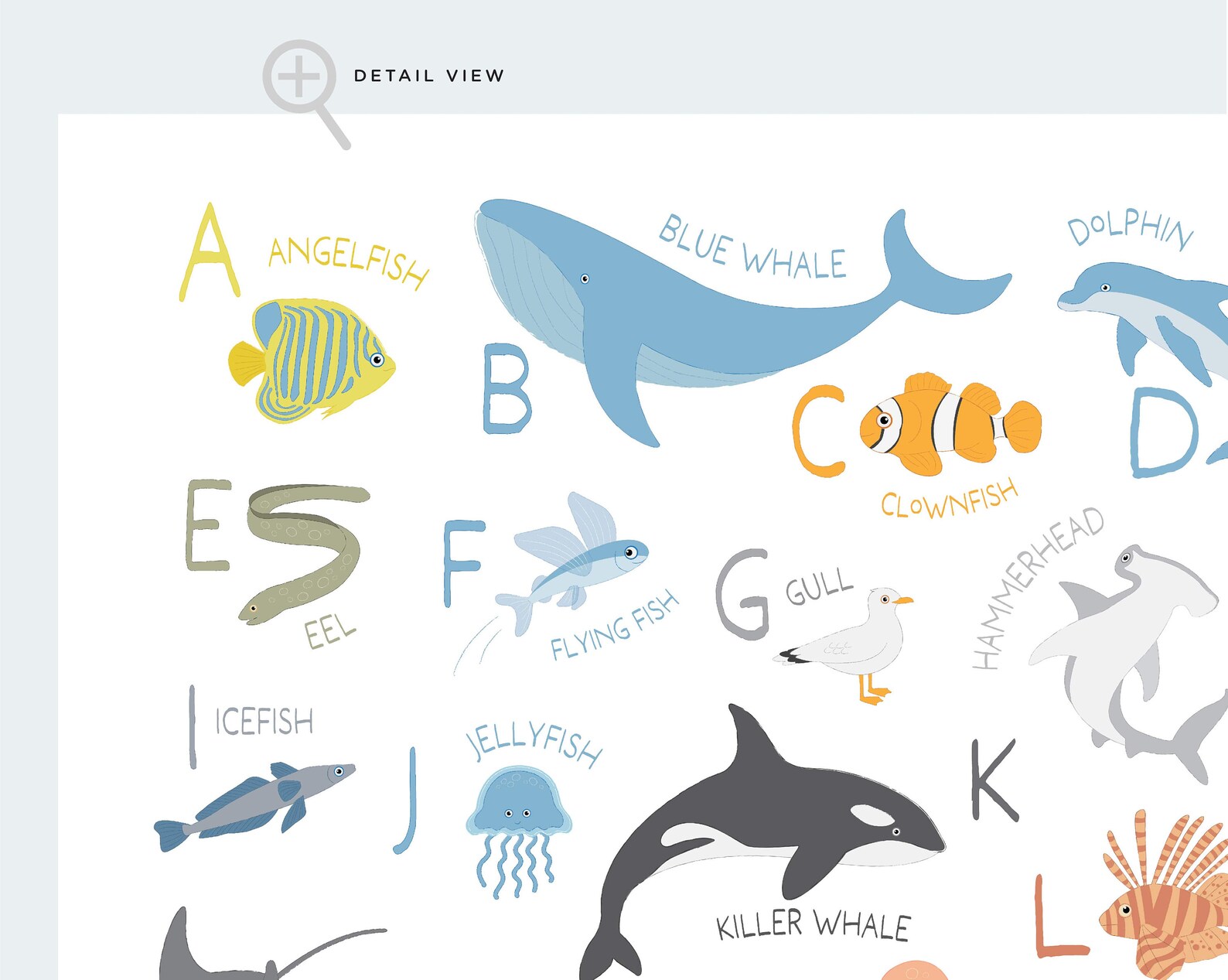 Ocean Animals Alphabet and Numbers Print Set Nursery Wall - Etsy