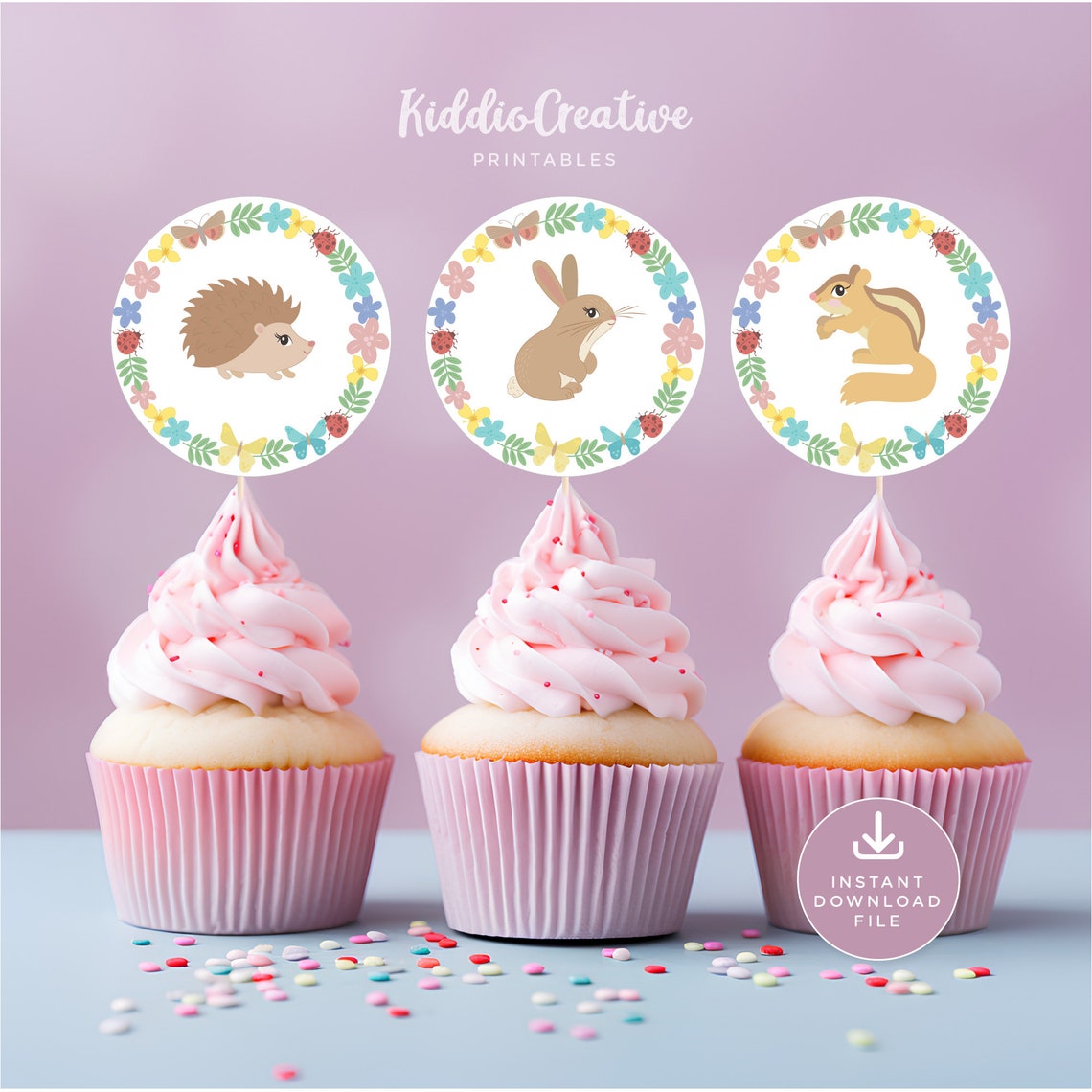 FAIRY Birthday CUPCAKE TOPPERS Woodland Fairy Birthday Party Decor Instant Download Printable ...