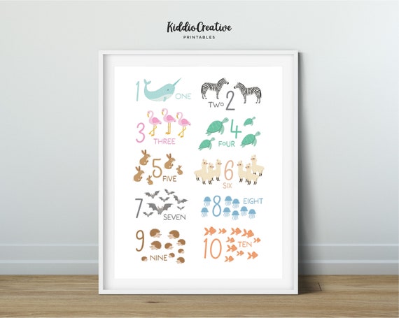 Animal Numbers Print Nursery Decor Classroom Numbers Poster - Etsy