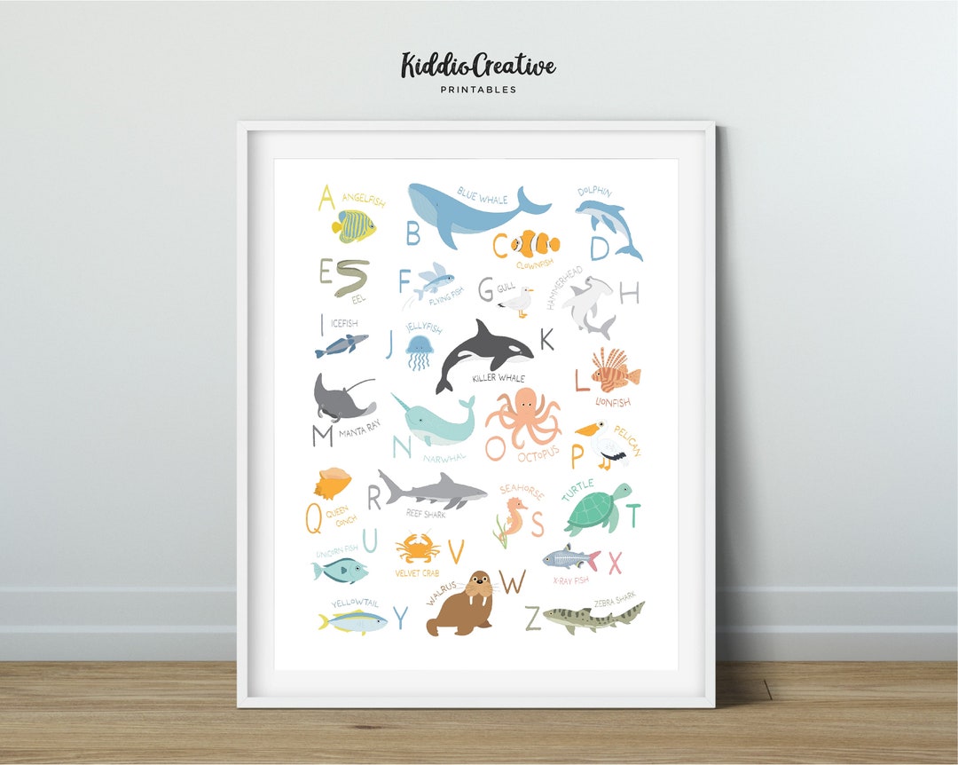 Ocean Animals Alphabet; Children's Ocean ABC Poster; Kids Room Decor ...