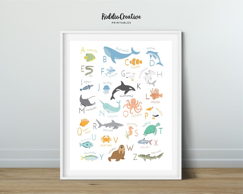 Ocean Animals Alphabet; Children's Ocean ABC Poster; Kids Room Decor ...