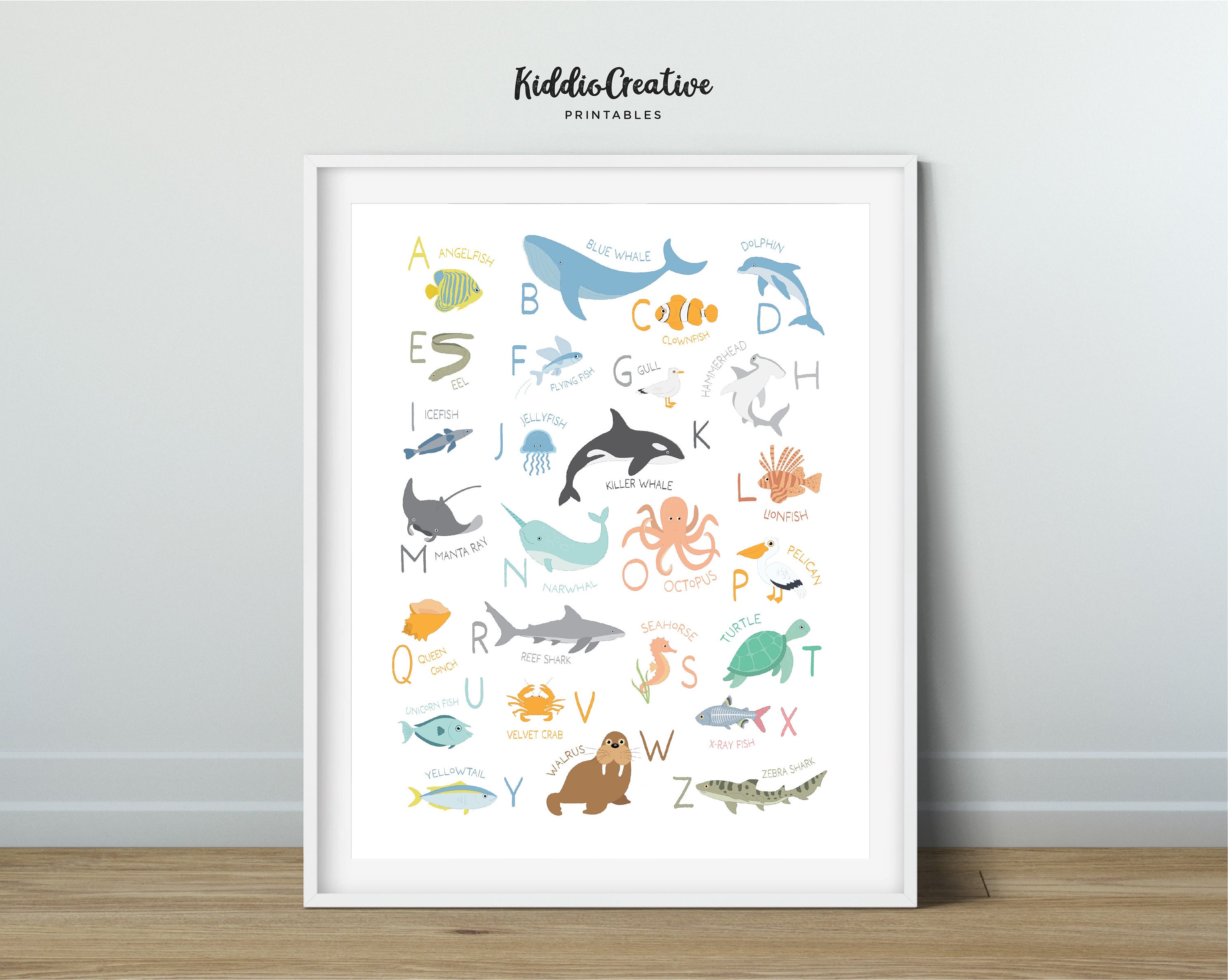 Ocean Animals Alphabet; Children's Ocean ABC Poster; Kids Room Decor ...