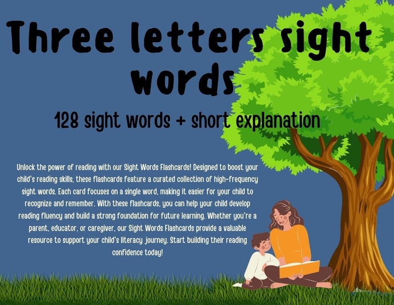 3 Letters Sounds Sight Words, Teach How to Read 128 Sight Words ...