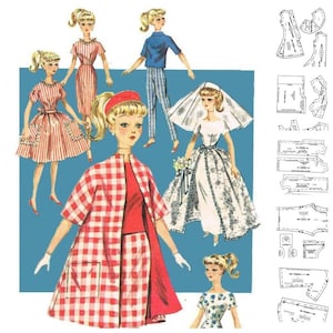 PDF Vintage Barbie Sewing Pattern Wardrobe Clothes for Dolls 11-1/2 ...