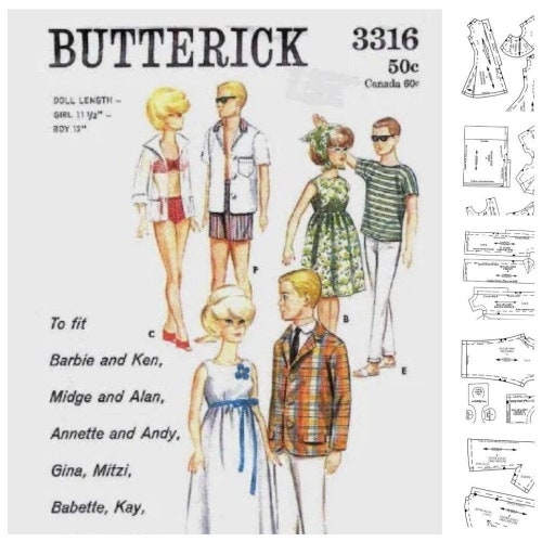 PDF Vintage Barbie Sewing Pattern Wardrobe Clothes for Dolls - Etsy