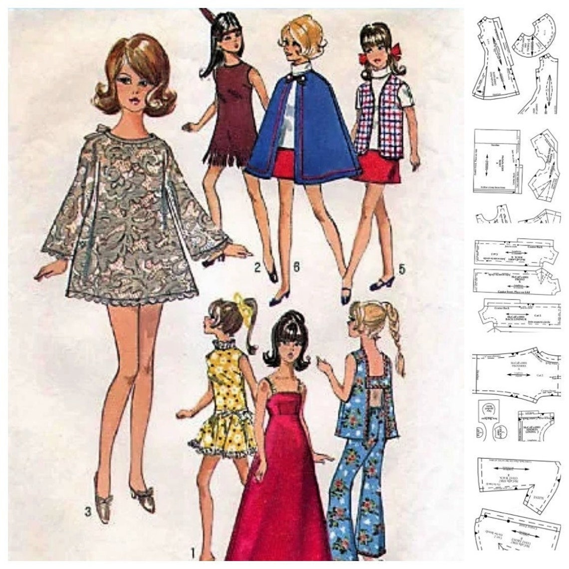 PDF Vintage Barbie Sewing Pattern Wardrobe Clothes for Dolls - Etsy