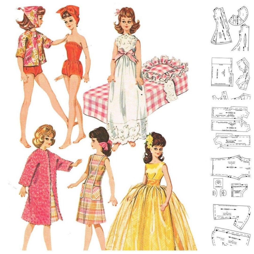 PDF Vintage Dolls Sewing Pattern Wardrobe Clothes for Dolls 12 English ...