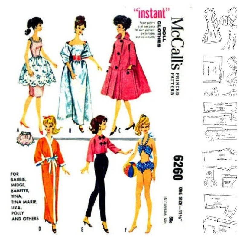 PDF Vintage Barbie Sewing Pattern Wardrobe Clothes for Dolls - Etsy
