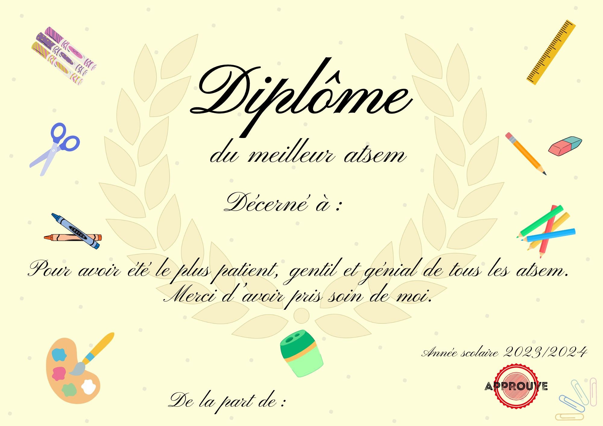 Diploma of the Best Atsem - Etsy
