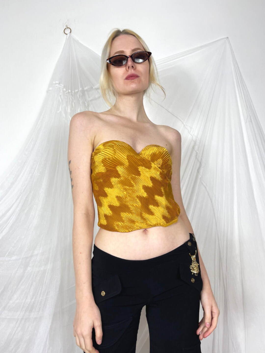 1980s La Perla Gold Pleated Bustier Vintage Corset Womens Etsy