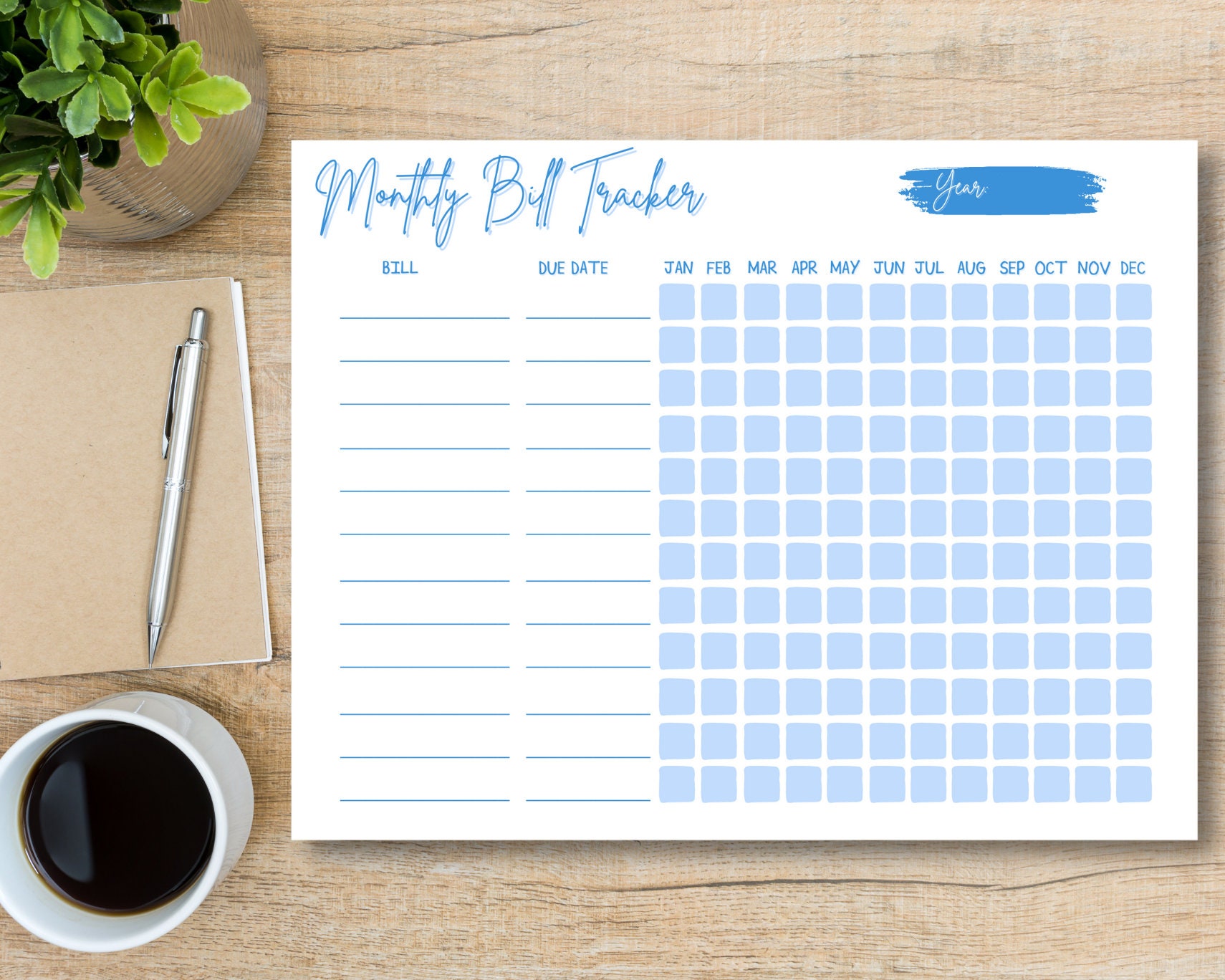 Bill Tracker Monthly | Printable | Bill Payment Tracker | Instant ...
