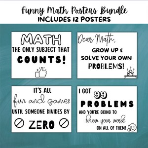 Funny Math Posters | Math Bulletin Board Sign | Math Classroom Decor ...