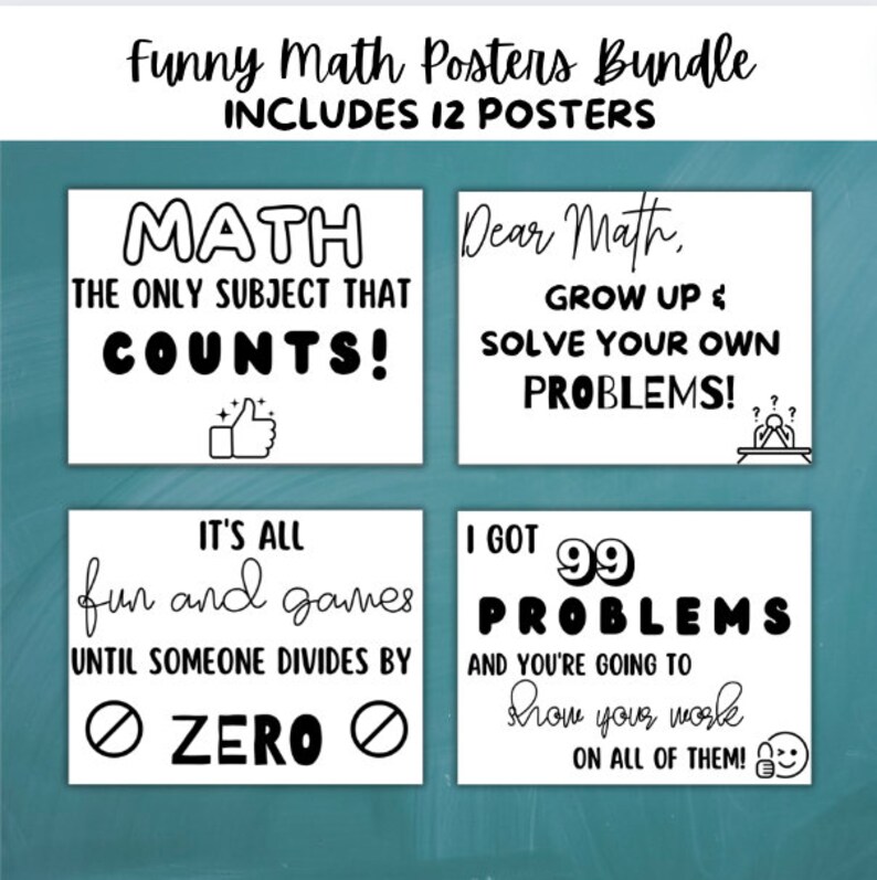 Funny Math Posters | Math Bulletin Board Sign | Math Classroom Decor ...