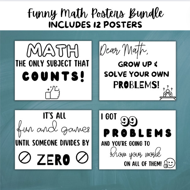 Funny Math Posters | Math Bulletin Board Sign | Math Classroom Decor ...