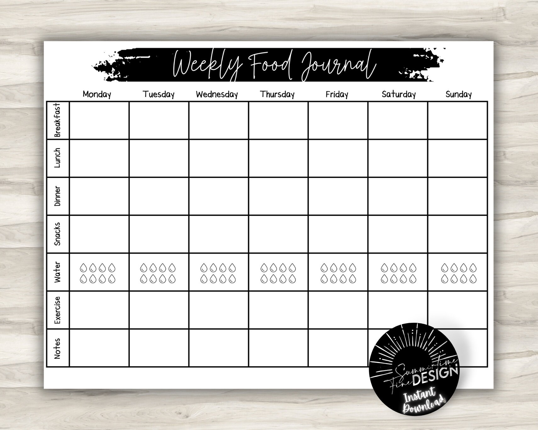 Food Log Weekly Food Journal | Printable Food Journal | Weekly Food ...