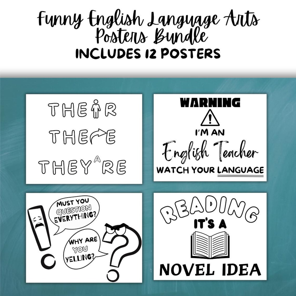 Funny ELA Posters | English Language Arts Bulletin Board Sign | ELA ...