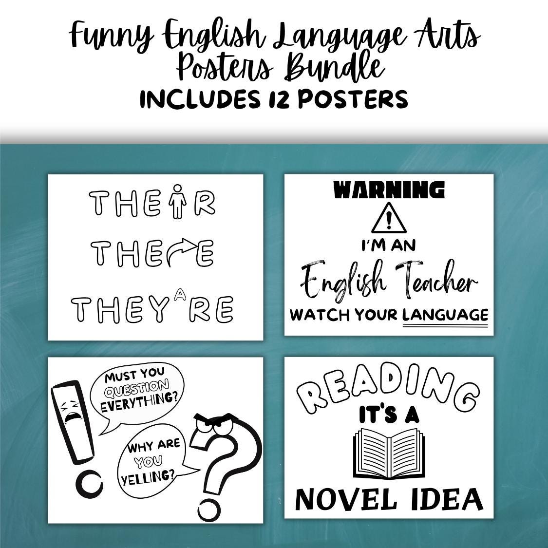 Funny ELA Posters | English Language Arts Bulletin Board Sign | ELA ...