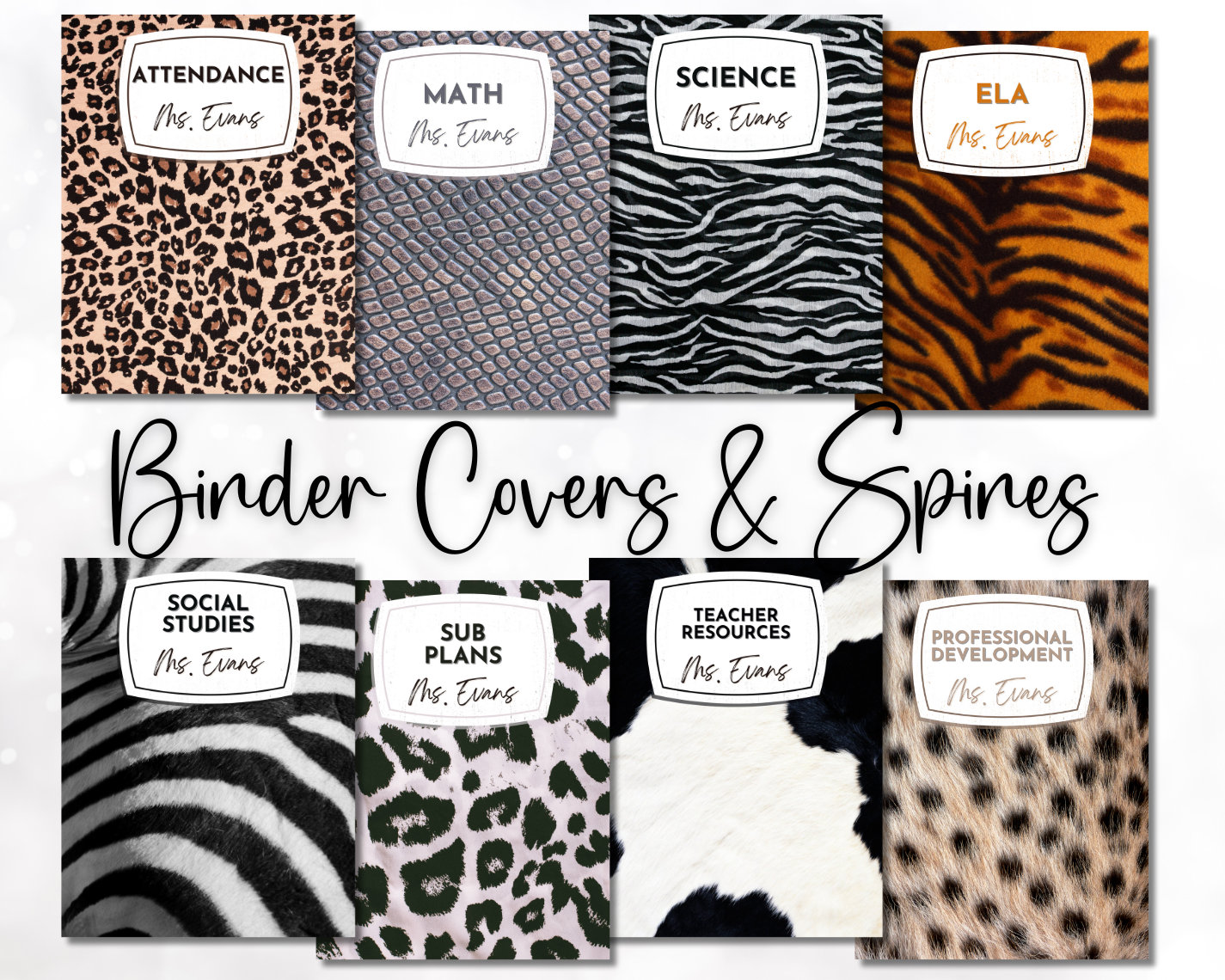 Animal Print Binder Covers | Teacher Binder Covers Organization ...
