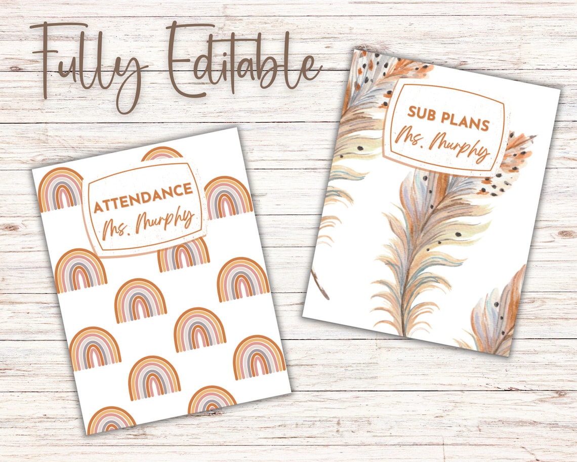 Boho Binder Covers | Teacher Binder Covers | Boho Rainbow Binder Covers ...