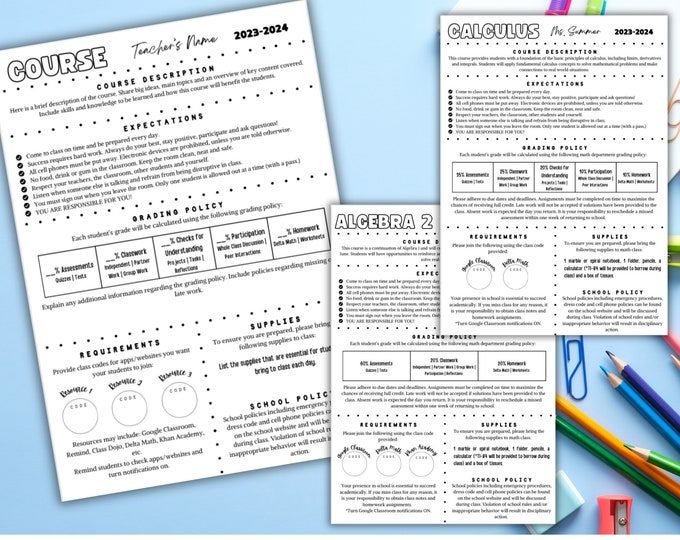 Editable Syllabus Template for Middle & High School – Visual, Colorful ...