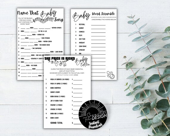 Baby Shower Games Bundle 3 Game Bundle Baby Shower Games - Etsy