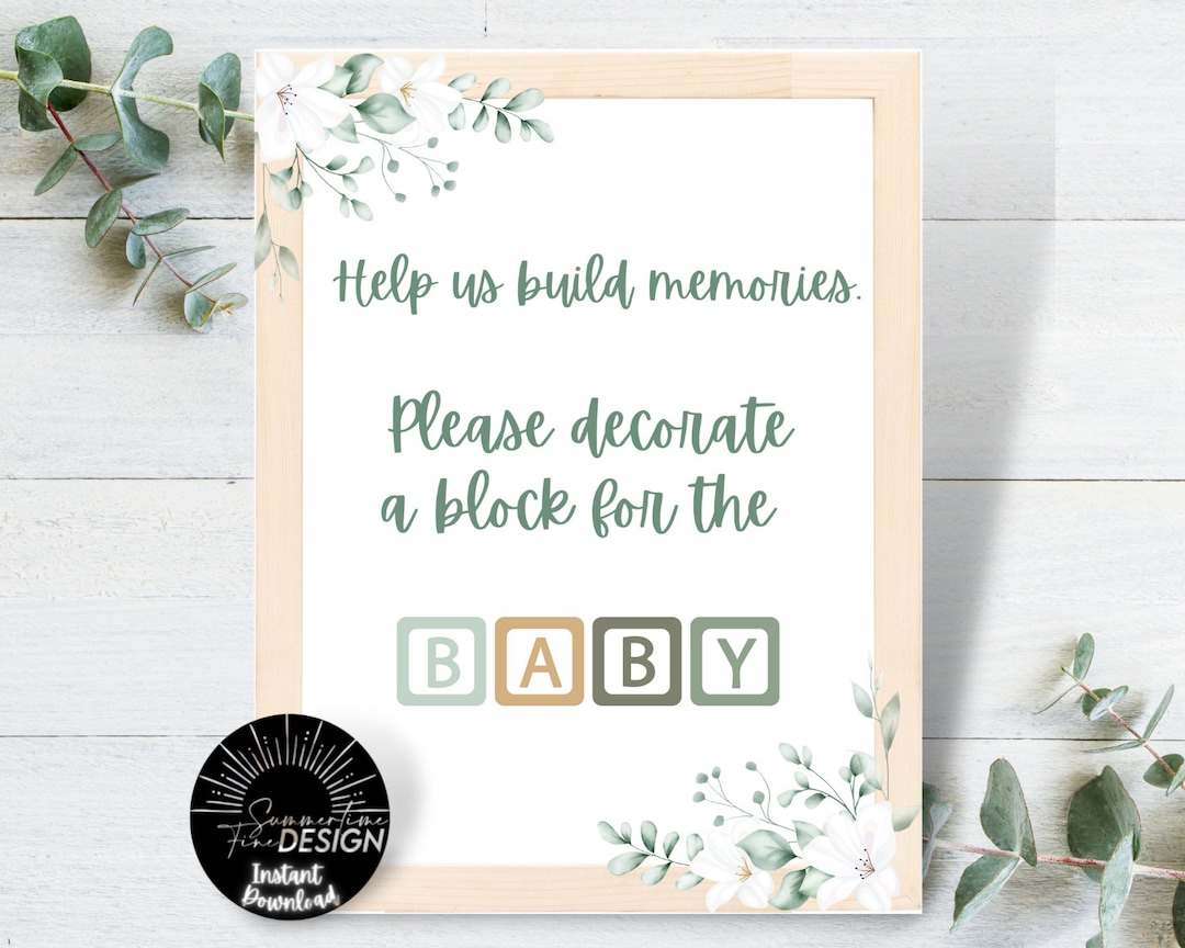 Decorate A Block Sign Baby Shower | Decorate A Block for the Baby Sign ...