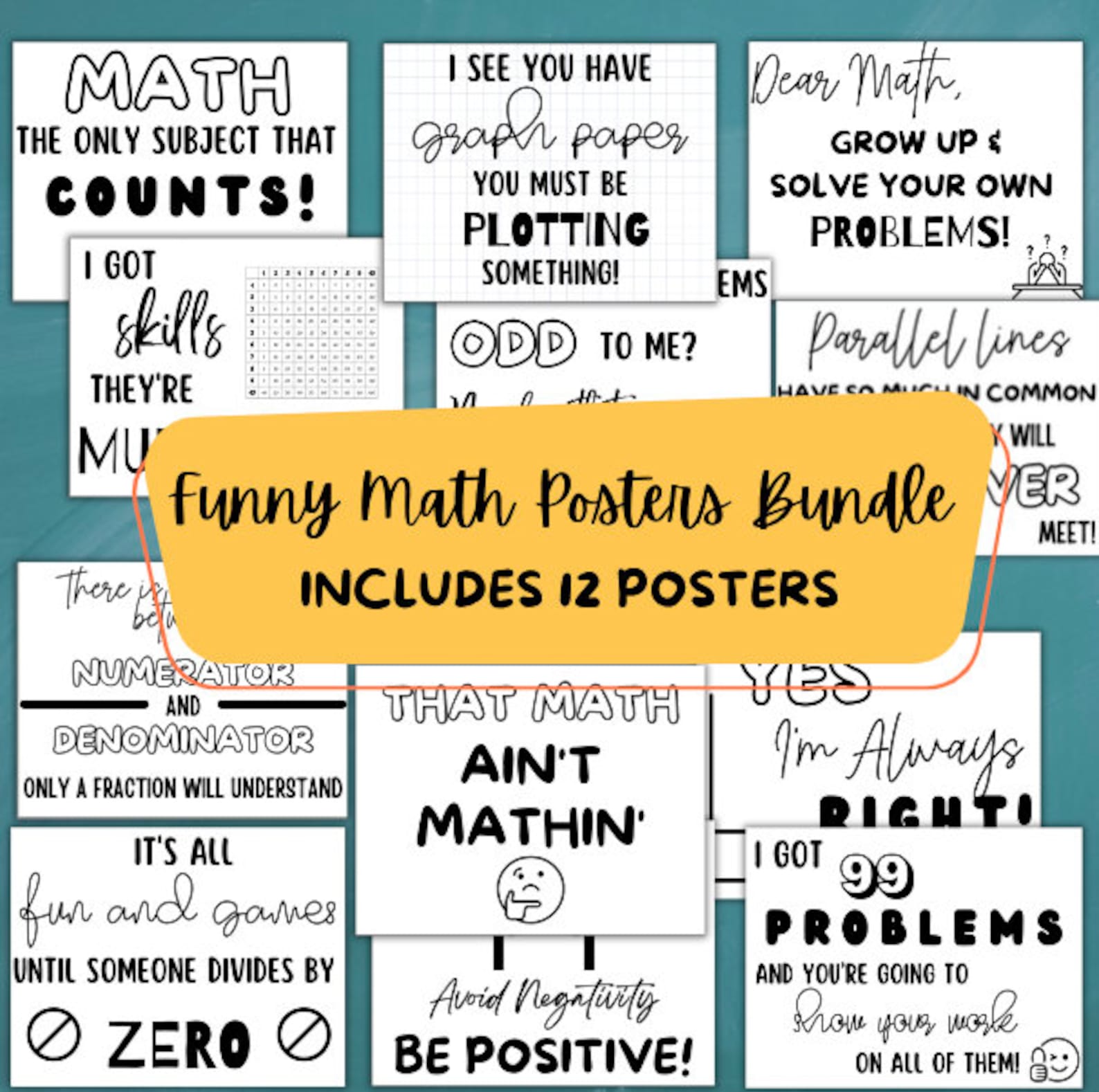 Funny Math Posters | Math Bulletin Board Sign | Math Classroom Decor ...