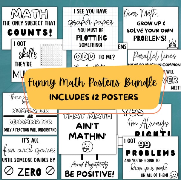 Funny Math Posters | Math Bulletin Board Sign | Math Classroom Decor ...