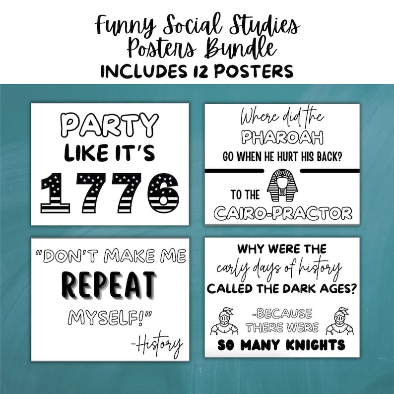 Funny Social Studies Posters | History Bulletin Board Sign | SS ...
