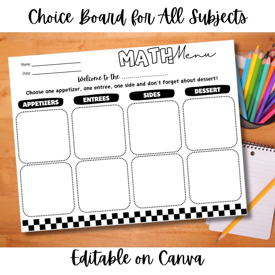 Choice Board | Activity Choice Board | Template - All Subjects EDITABLE ...