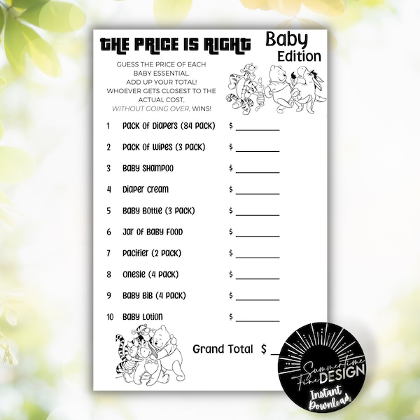 Winnie the Pooh Price is Right Baby Shower - Etsy