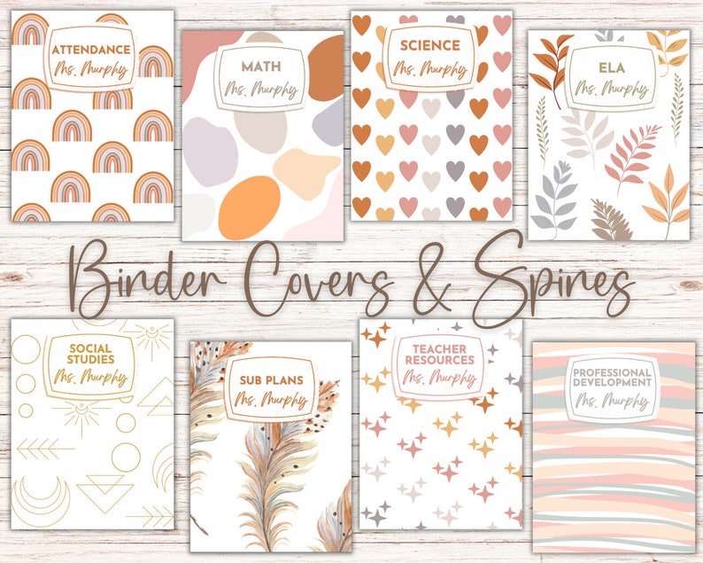 Boho Binder Covers | Teacher Binder Covers | Boho Rainbow Binder Covers ...