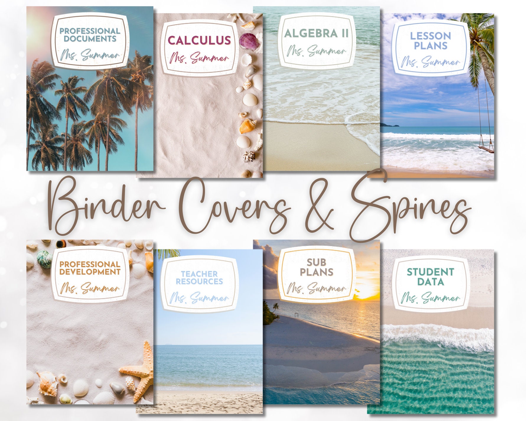 Beach Binder Covers | Teacher Binder Organization | Summer Theme Binder ...