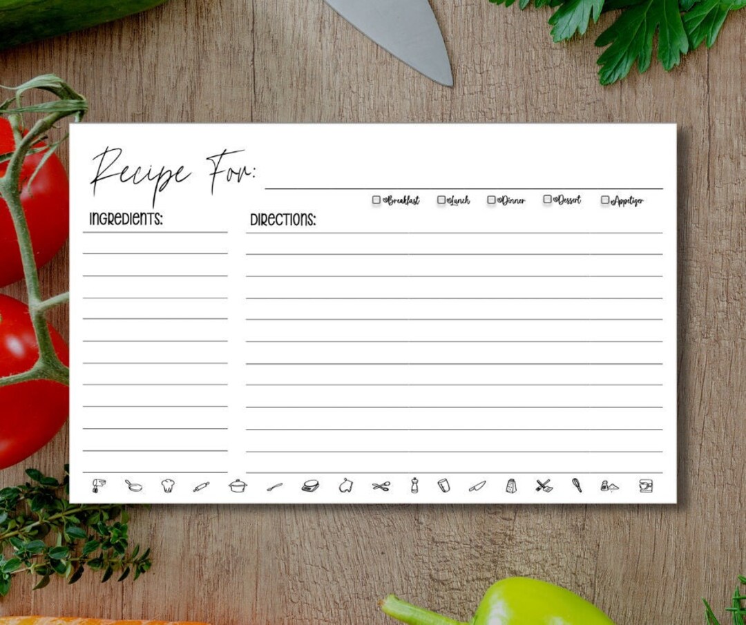 Recipe Card Printable - Etsy