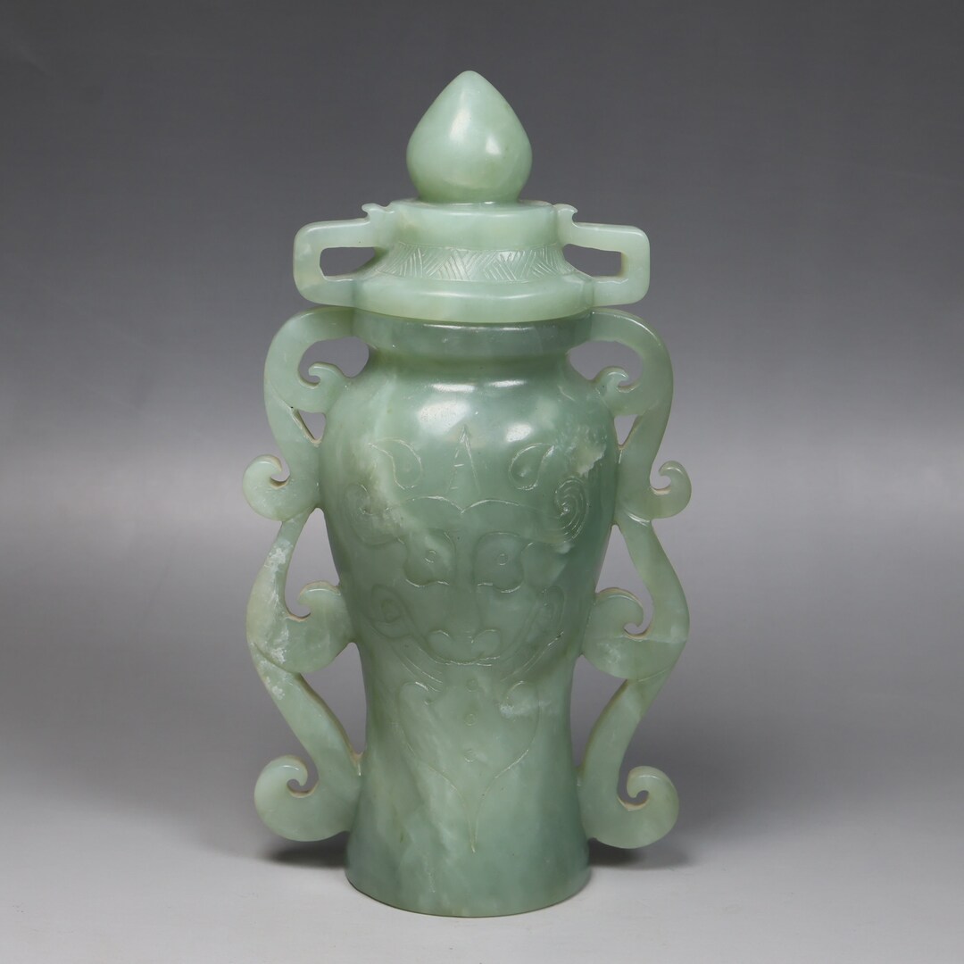 445g Antique Chinese Jade Carved Jade Vase Statue , Collection, Chinese ...