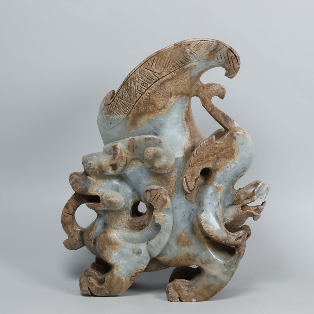 1830g Antique Chinese Jade Carved Beast Cup Statue , Collection ...