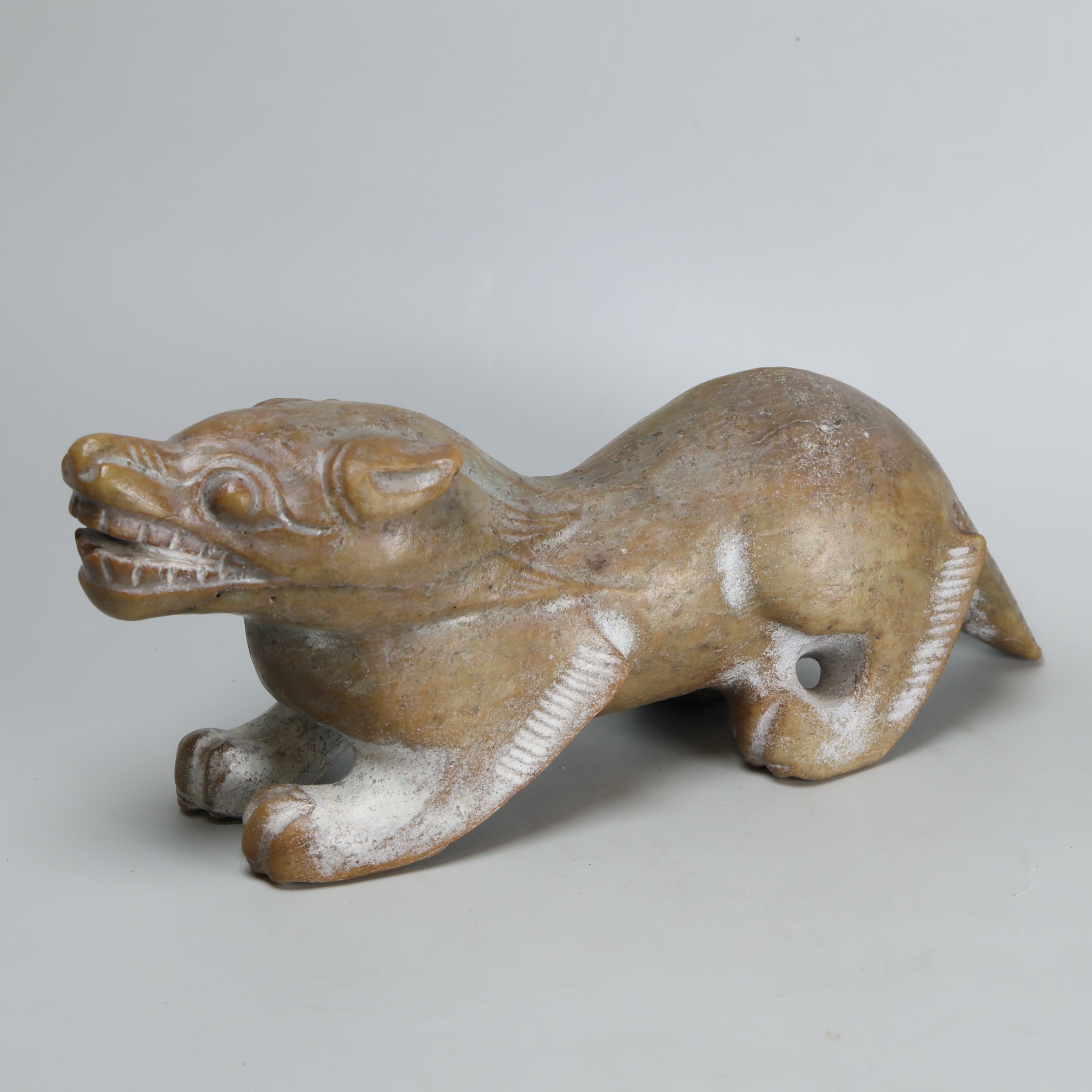1483g Antique Chinese Jade Carved Beast Statue , Collection, Chinese ...