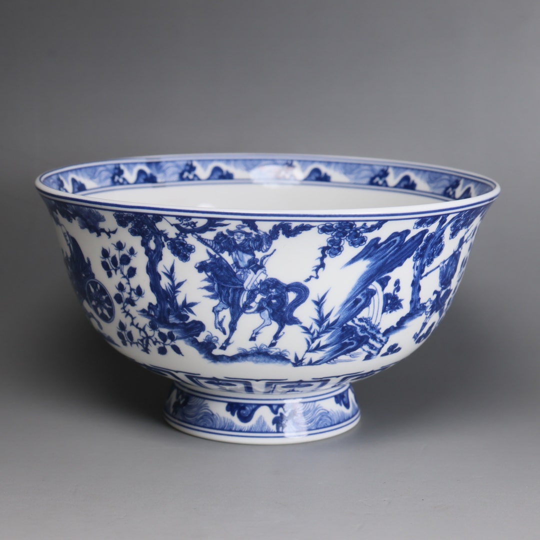 Ancient Chinese Hand Painted Blue and White Porcelain Bowl - Etsy