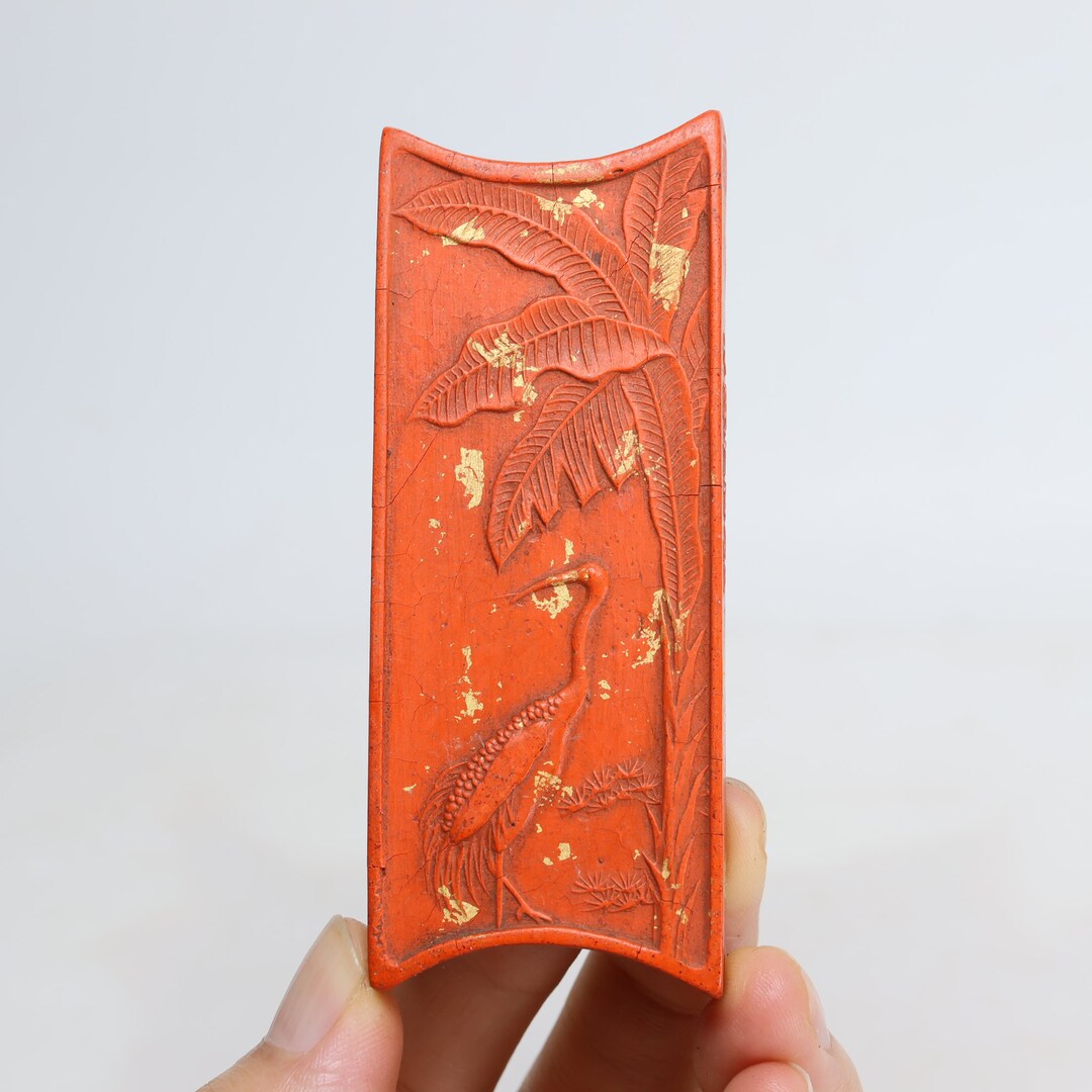 Antique Chinese Calligraphy Handmade Gilt Gold Cinnabar Ink Block K449 ...