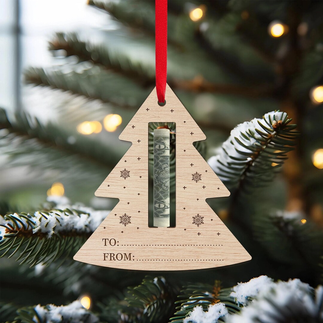 Wooden Christmas Tree Money Holder Ornament: Personalized Cash Gift - Etsy