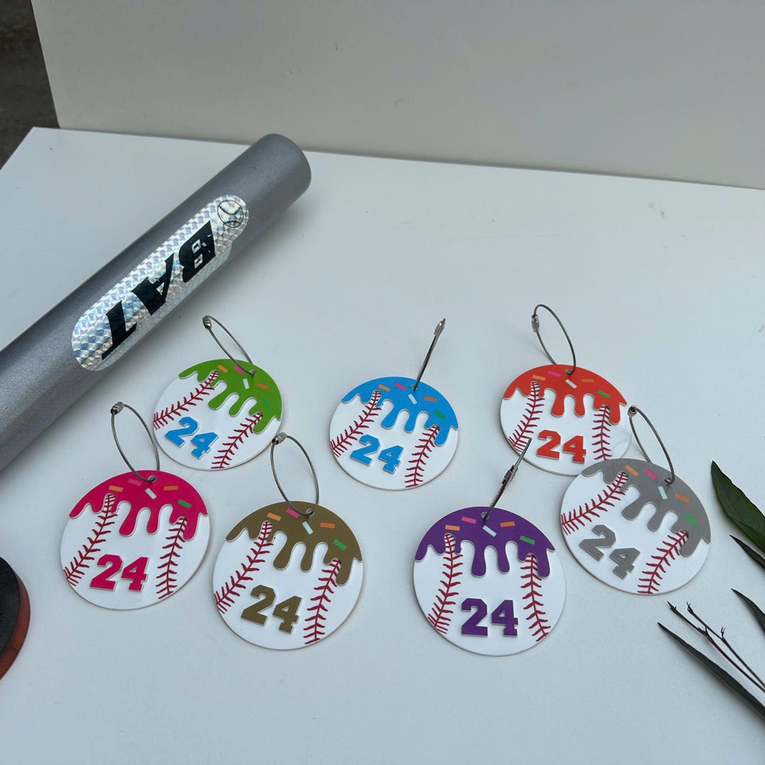 Custom Acrylic Baseball Bag Tag: Drip Design, Personalized Number - Etsy