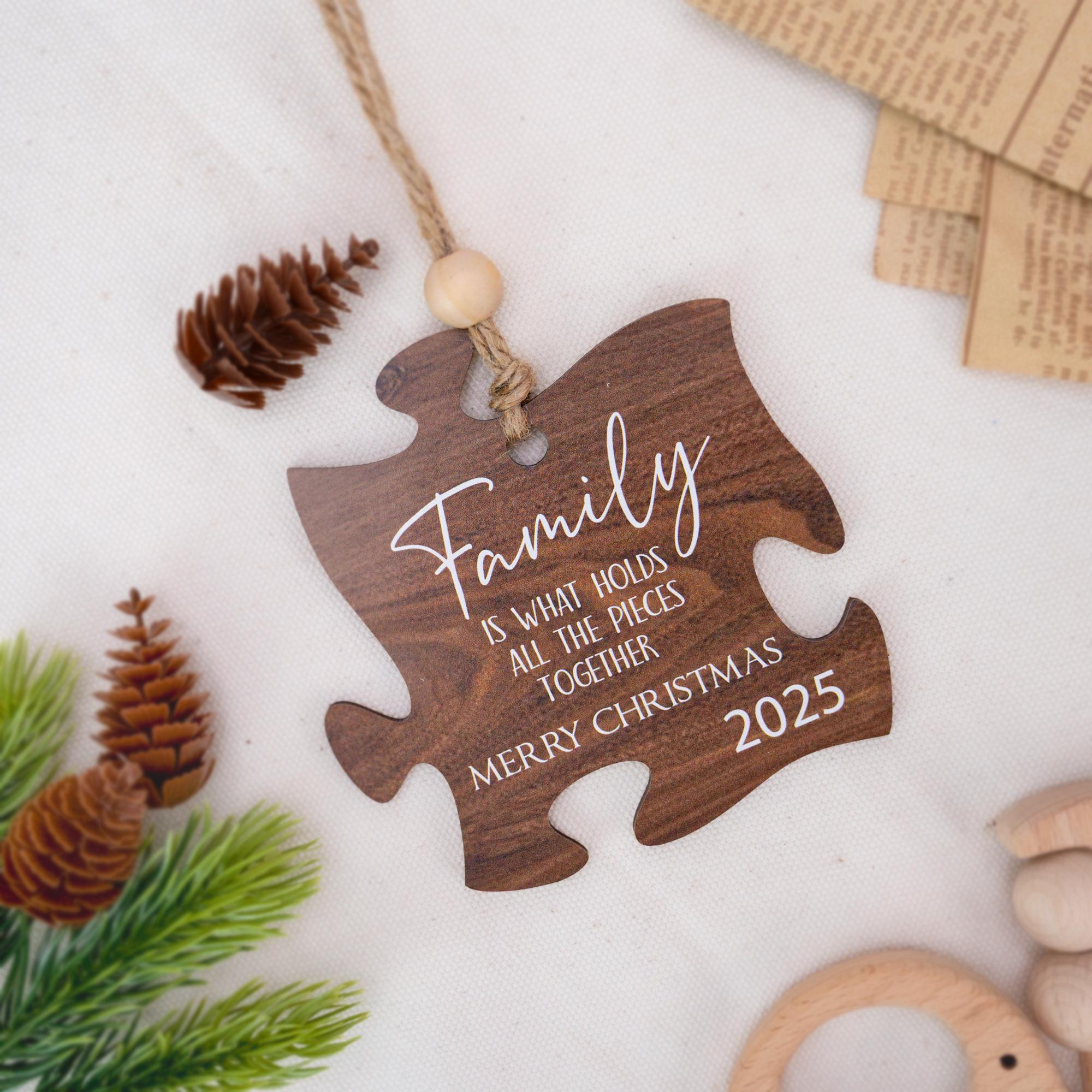 Personalized Family Christmas Ornament, Family Puzzle Piece Ornament ...