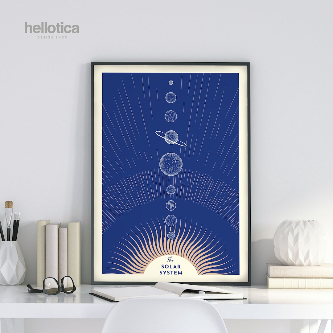 Solar System Poster: Illustrated Planets, Space Home Decor (digital ...