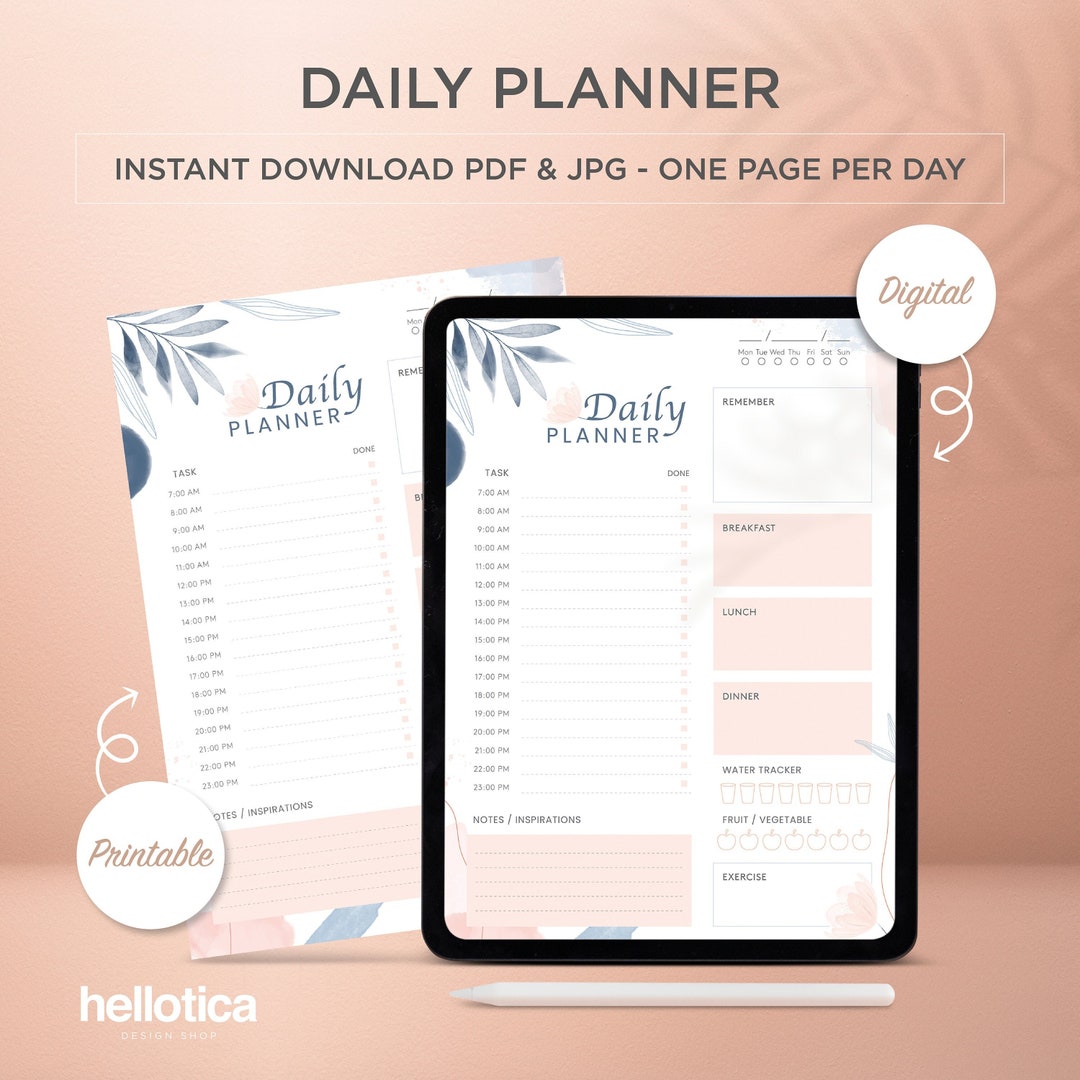 2025 Daily Planner A4 Printable: To-do List, Meal & Water Tracker (PDF ...