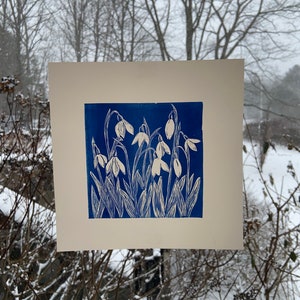 Original Snowdrop Linocut Print - Etsy