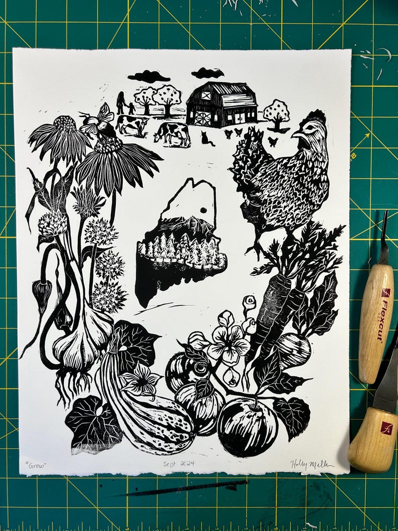 Grow - Original Linocut Print - Etsy