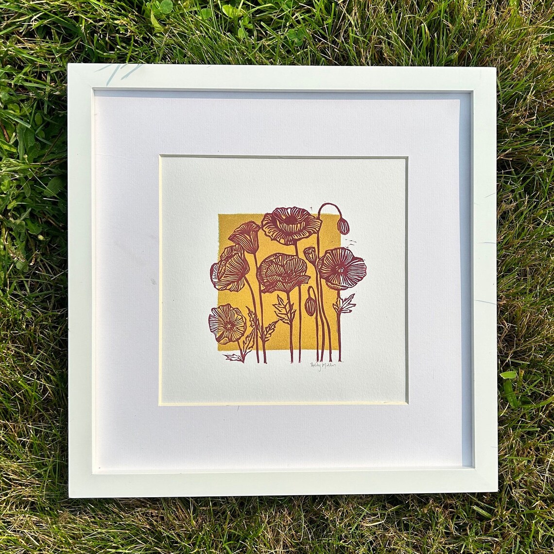 Poppy Linocut Print - Etsy