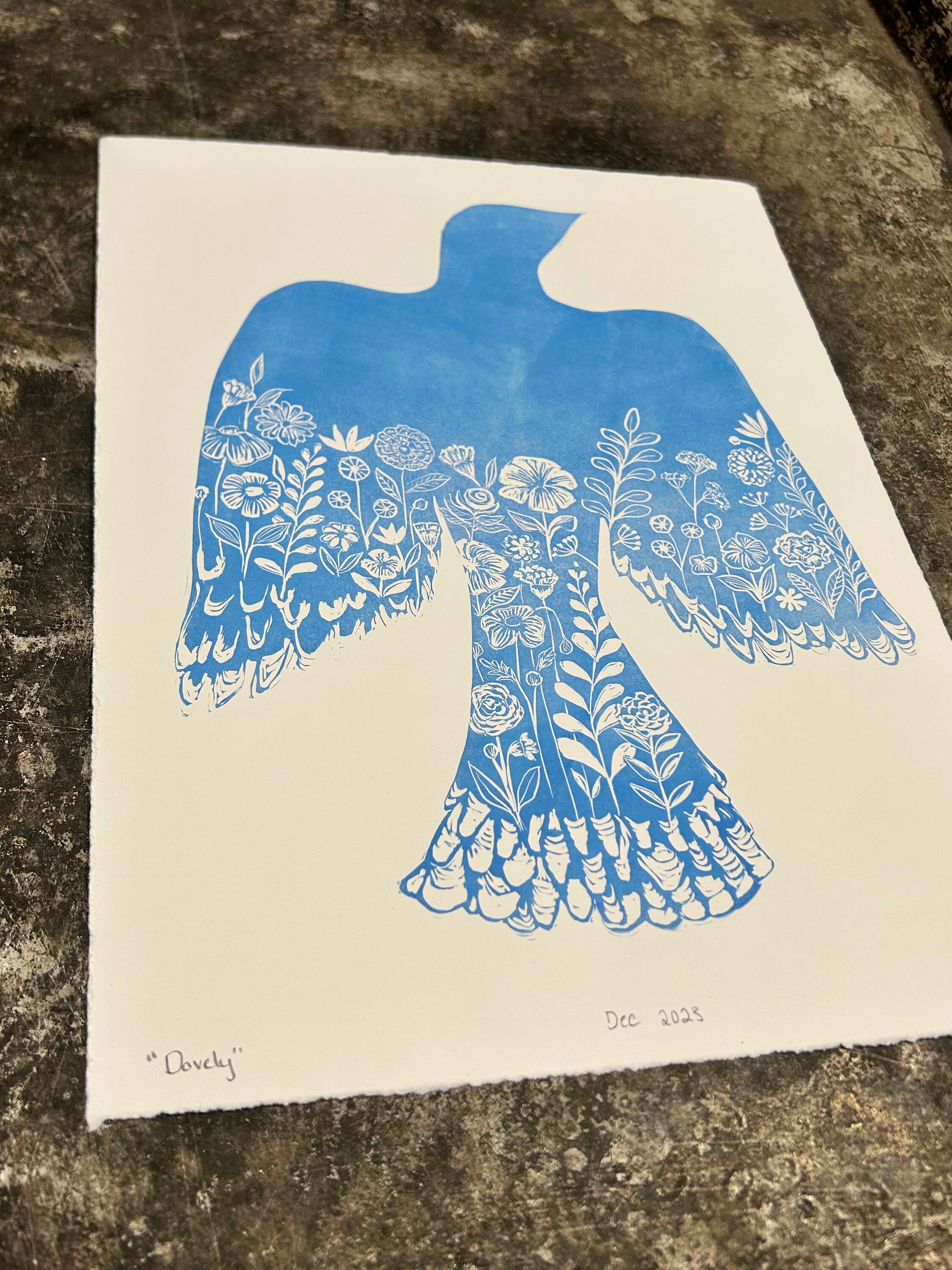 Dovely Linocut Print - Etsy