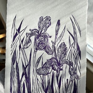 Irises Linocut - Etsy