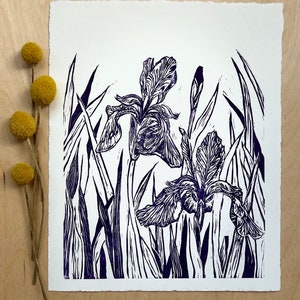 Irises Linocut - Etsy